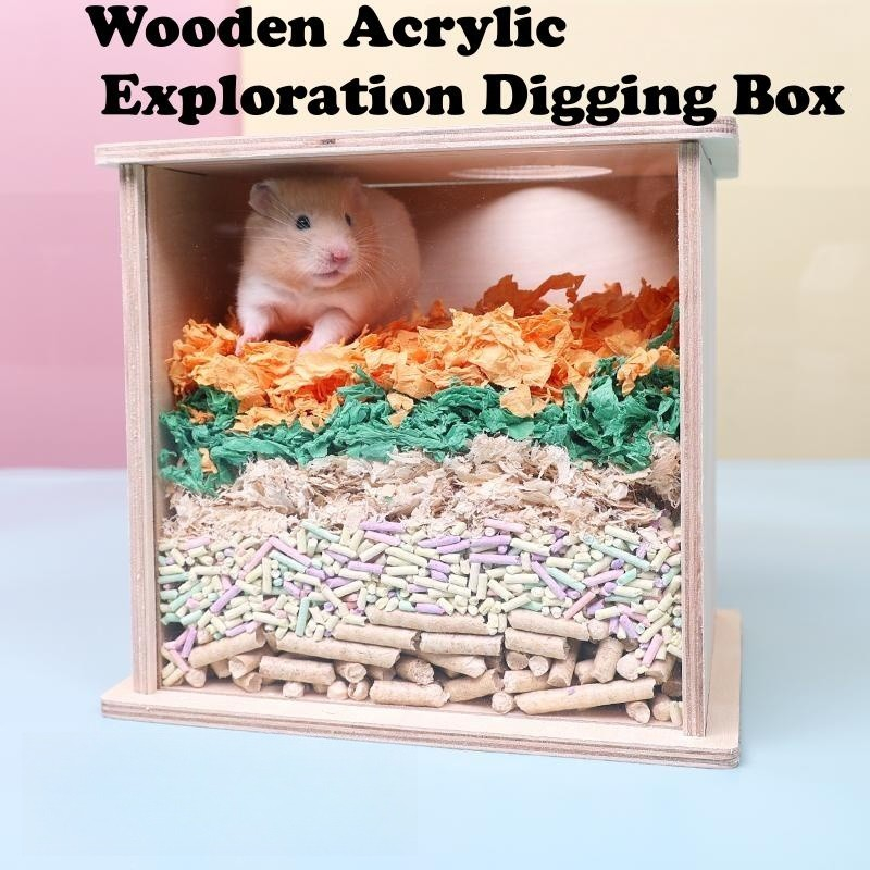 Hamster Wooden Acrylic Exploration Digging Box Hideout Room | Shopee ...