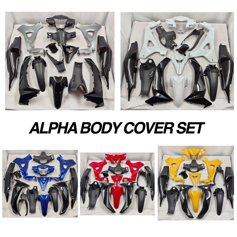 HONDA ALPHA 110 WAVE CX ( NO DISC ) BODY COVER SET M-SEKI OEM BLACK ...