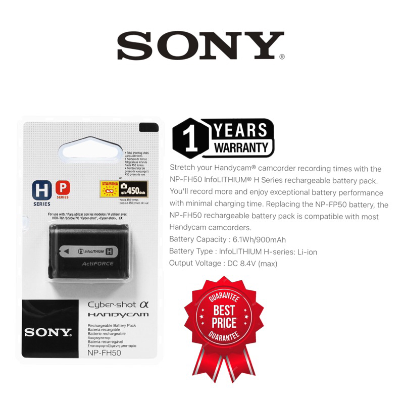 Sony NP-FH50 NPFH50 Battery original for DSLR/HANDYCAM A200 A230 A330 ...