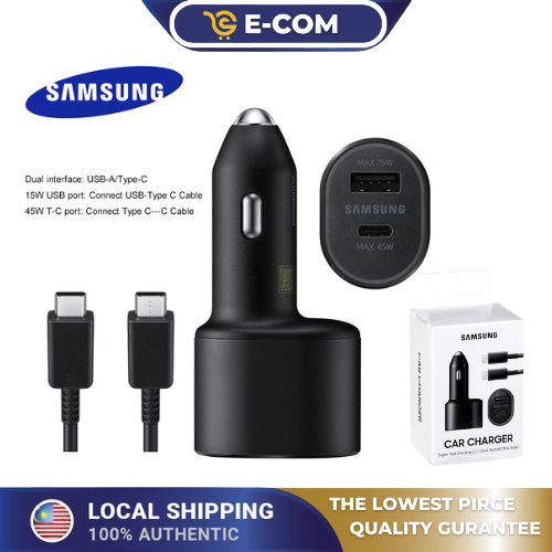 Original Samsung Car Charger 45w + 15w Dual USB Port S22 Ultra S21 FE ...