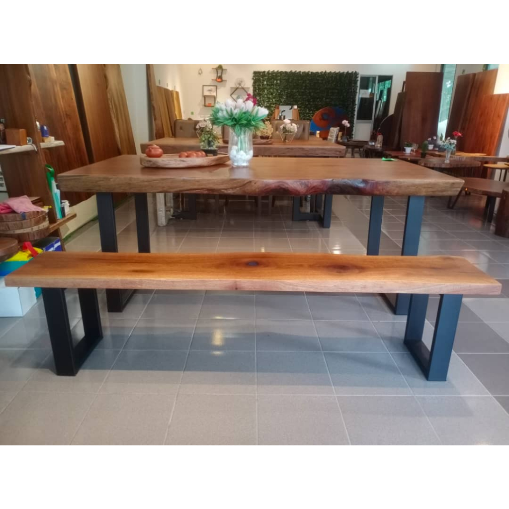 Natural Wood Slab Bench | Shopee Malaysia