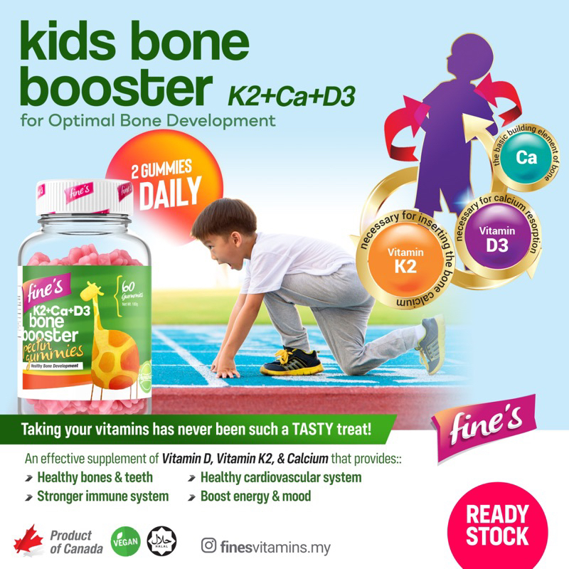 Fine's Kids Bone Booster Supplement Gummies for optimal healthy growth ...