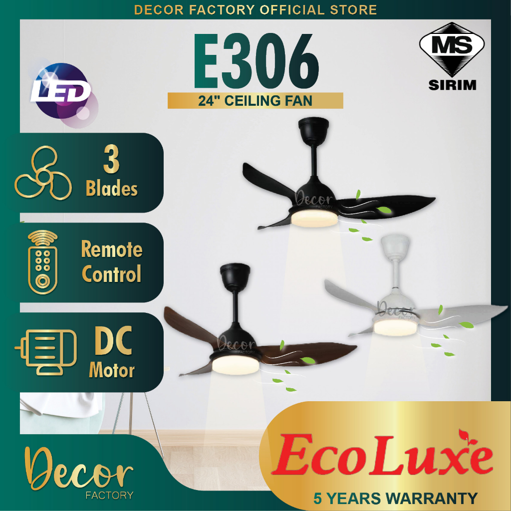 ECOLUXE Fan ECOLUXE E306 42'' 3 Blades 5 Speed DC Motor Remote Control ...