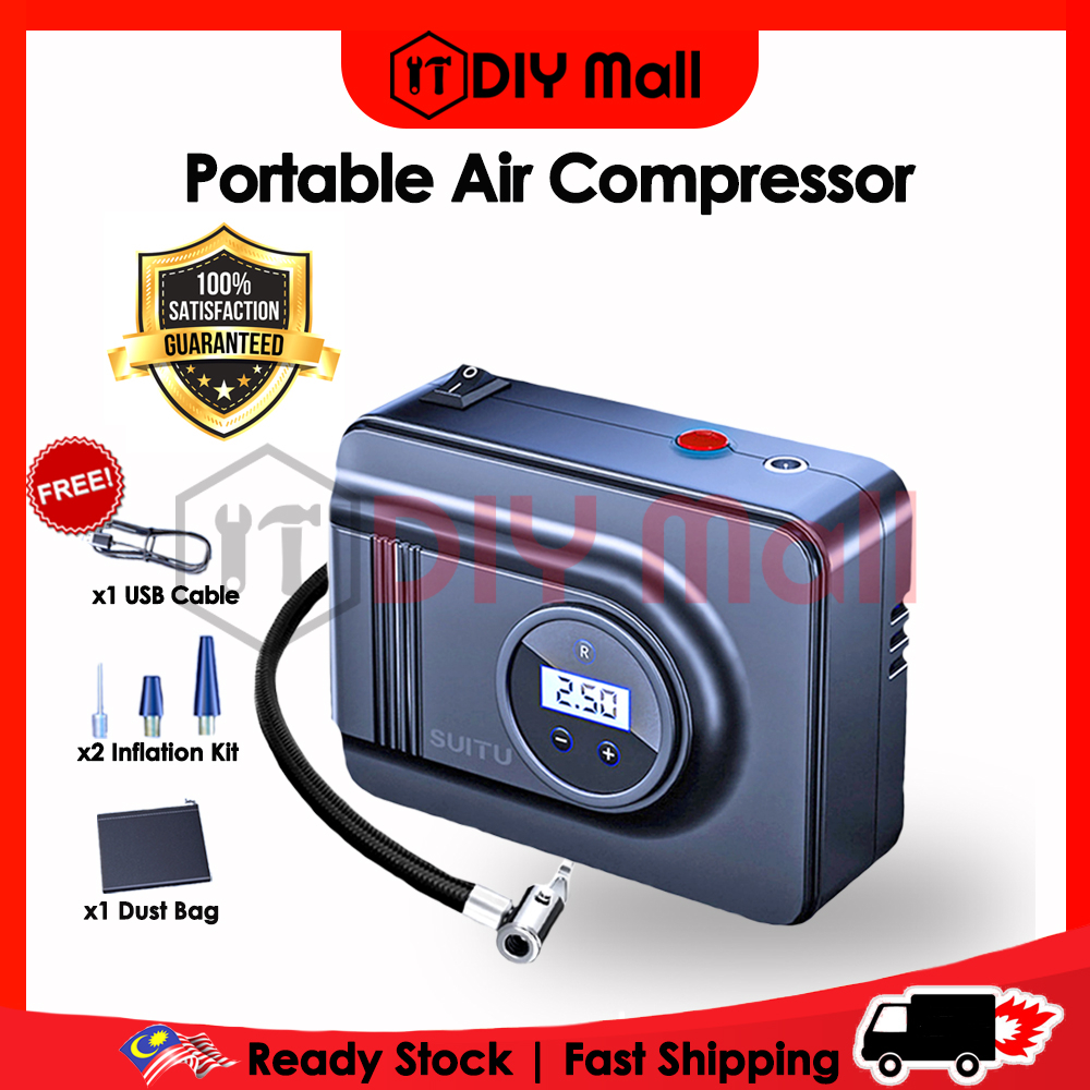 DIYMALL Electric Air Pump Tyre Car Inflator Portable Pump Tayar Kereta ...