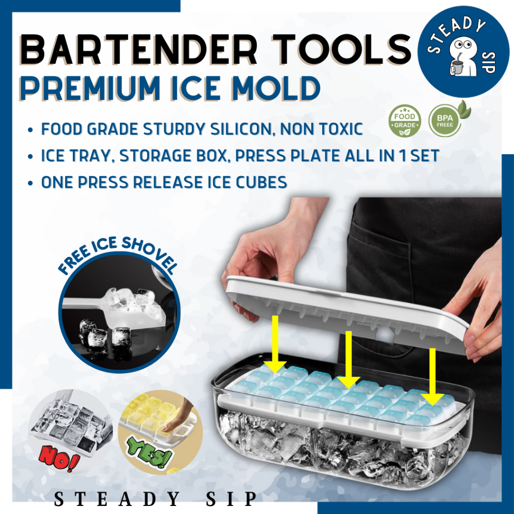 Steady Sip Ice Cube Maker Mould Ice Tray Silicone Box 冰格冰块模具制冰盒 Bekas ...