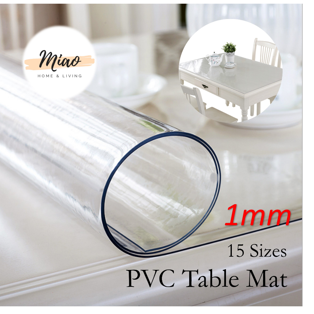 1mm Thick Clear Protective Table Pad Waterproof PVC Makan Mat Cover ...