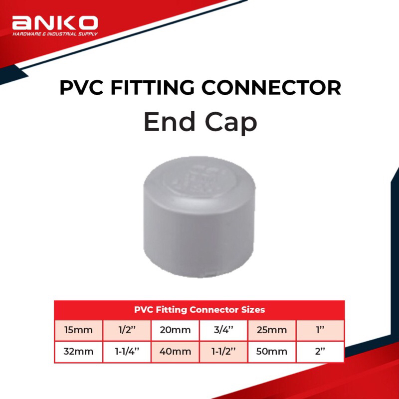 PVC End Cap Fitting Penyambung Paip Connector 15mm 20mm 25mm 32mm 40mm ...