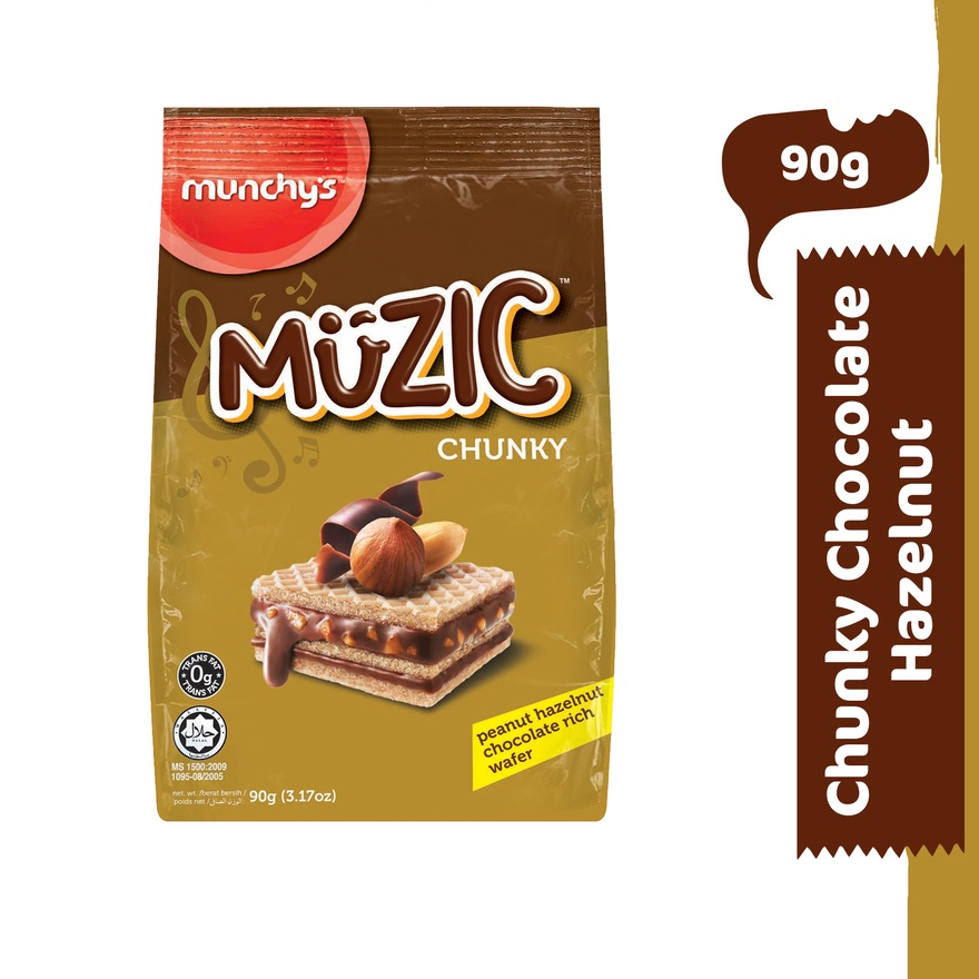 Munchy's Muzic Chunky Chocolate Hazelnut Wafer Bites 90g | Shopee Malaysia