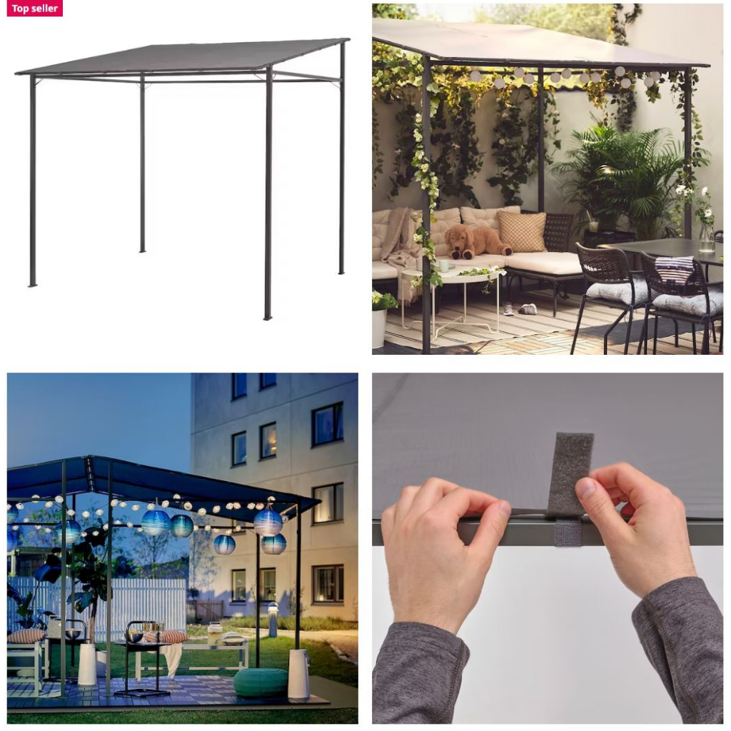 GUNNON Gazebo, dark grey/grey, 238x233 cm | Shopee Malaysia