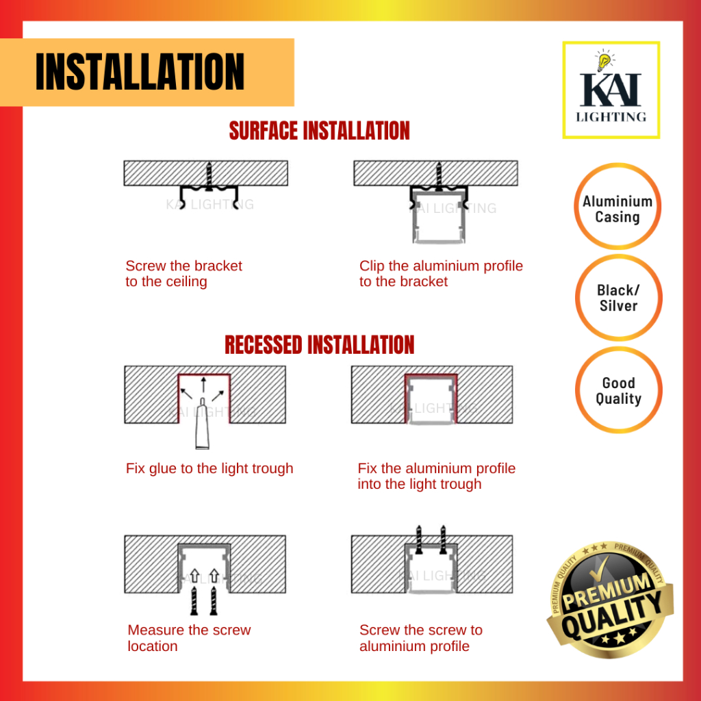 (1 METER) LED strip light aluminium U channel / profile track rail ...
