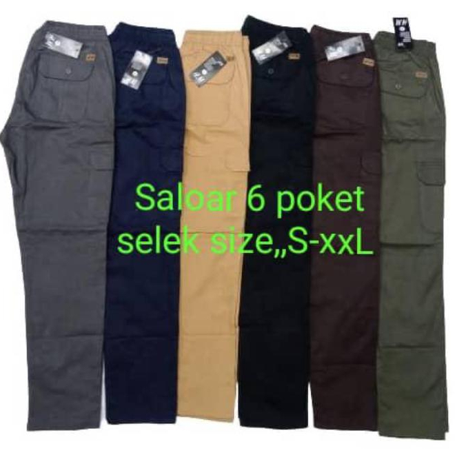 SELUAR KERJA 6 POKET KAIN COTTON cargo long pants 6 pockets seluar ...