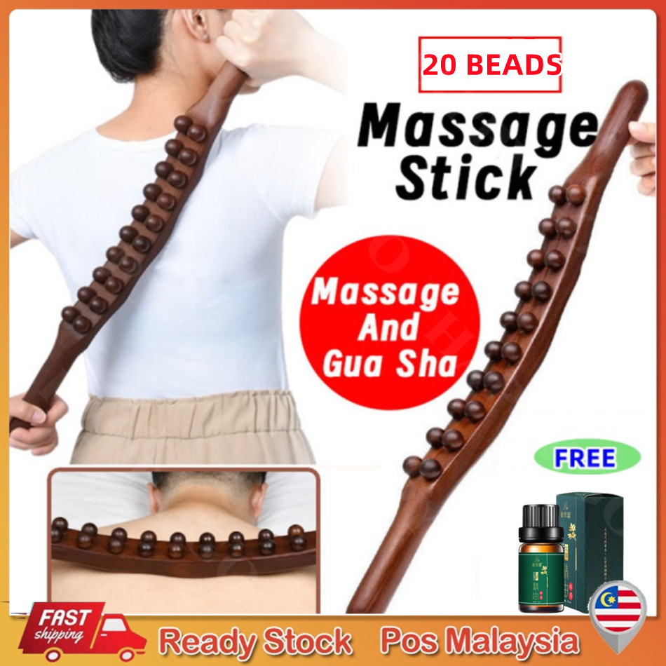 【Free Oil 】20/31 Beads Massage Stick Carbonized Beech Scraping Massager ...