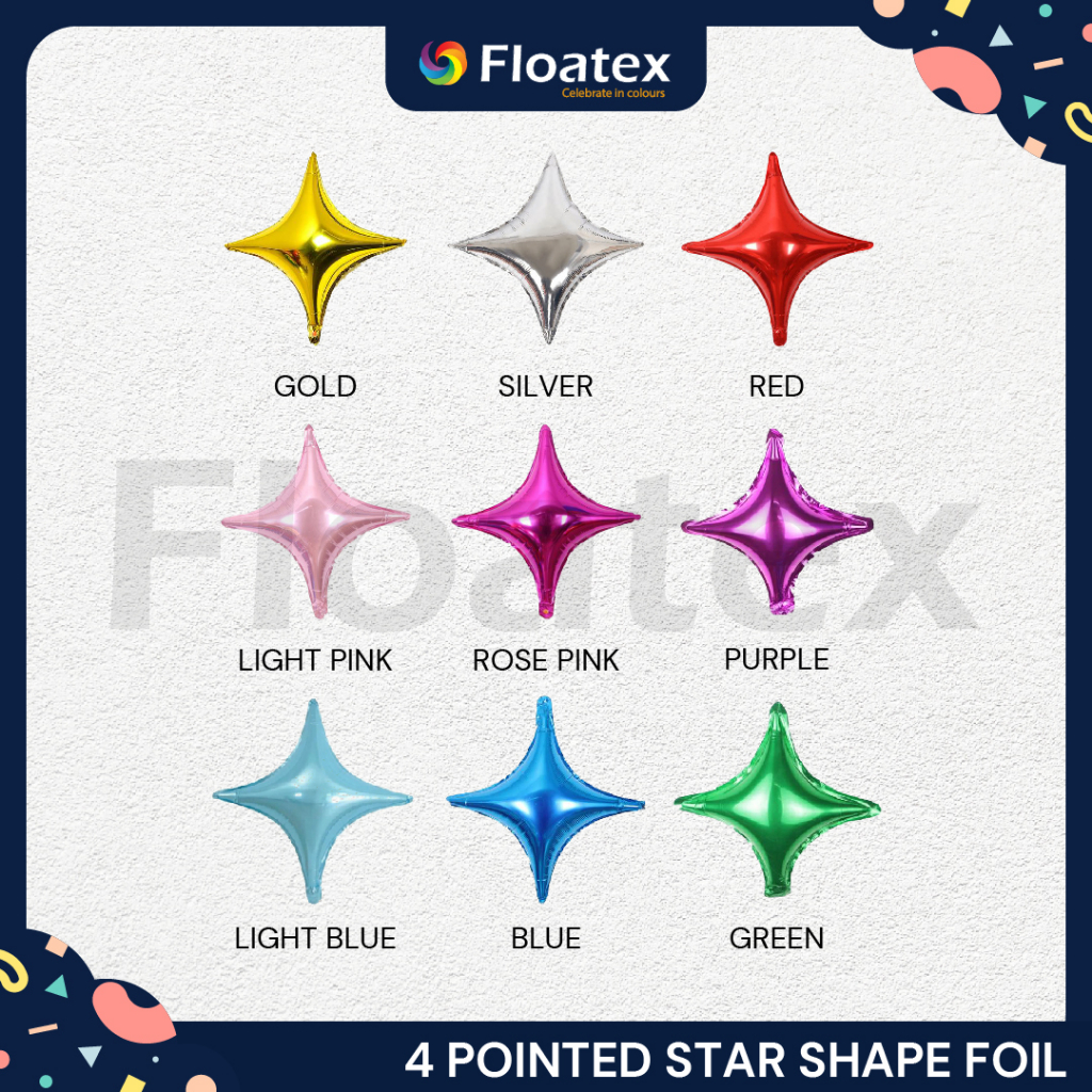 ( Ready stock ) 10 Inch 4 Pointed Star Foil Balloons For Birthday Party ...