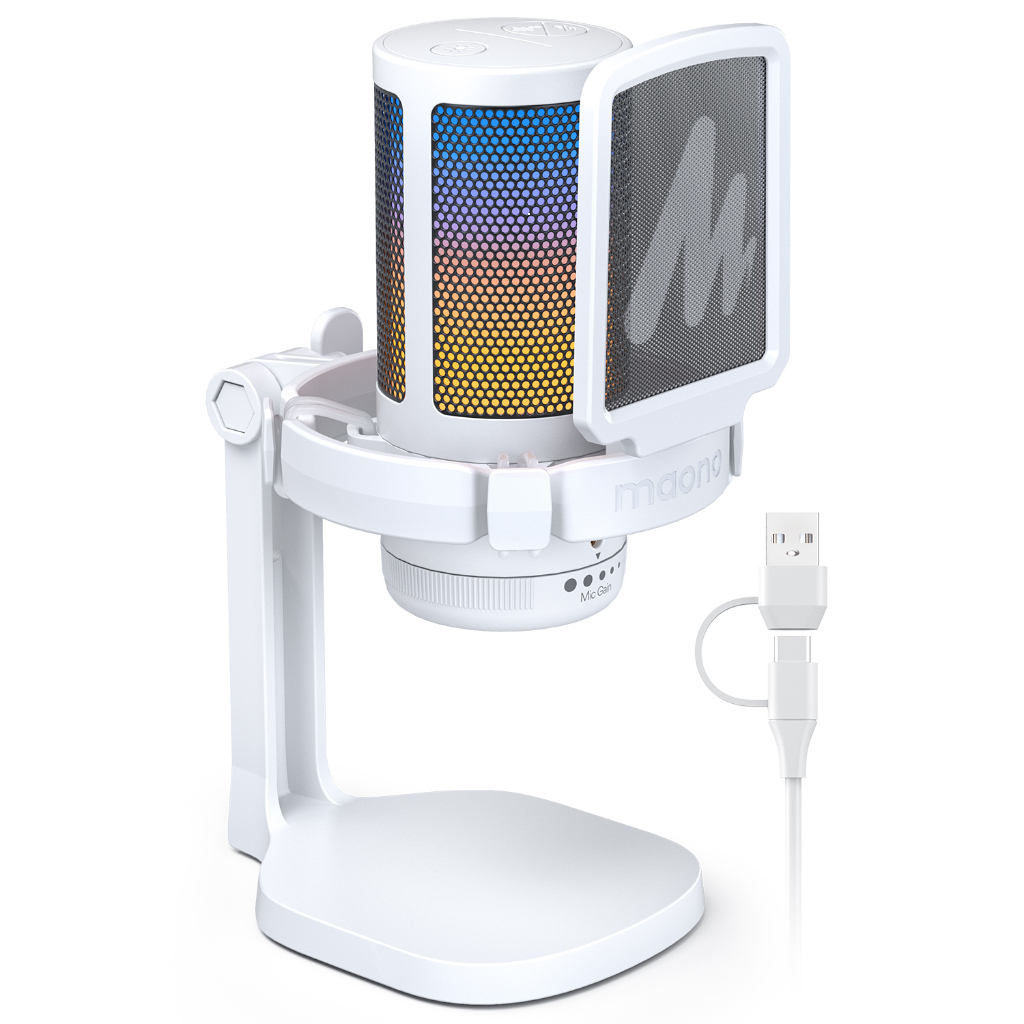 MAONO DGM20 RGB USB MICROPHONE GAMING MIC WITH ONE TAP NOISE CANCELLING ...