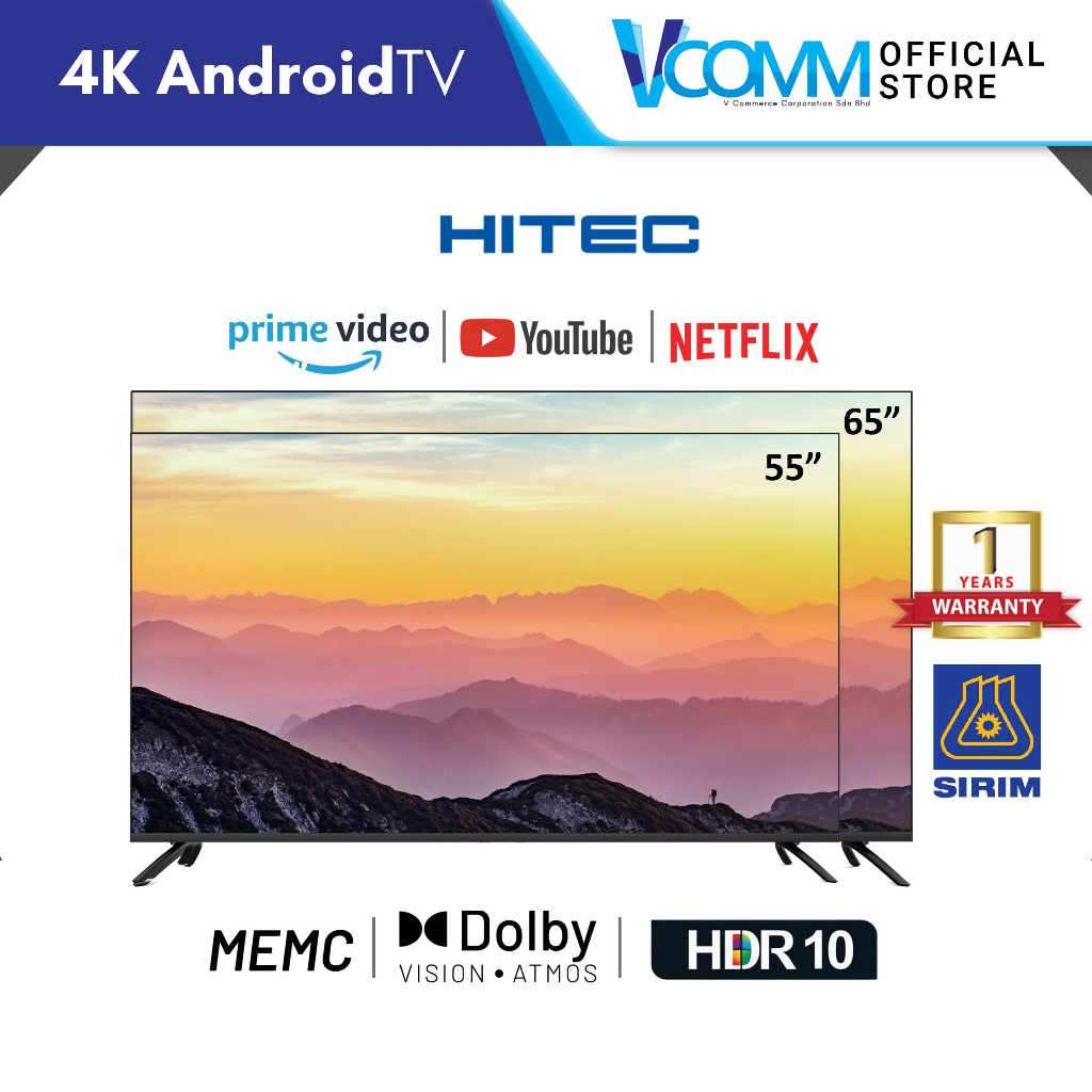 Hitec 4K DLED Android TV U88 (55" / 65") Android Smart TV with HDR10 ...