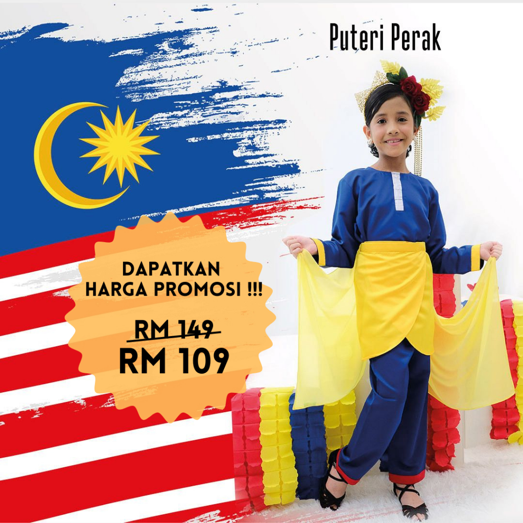 PROMOSI!!! BAJU MERDEKA KANAK-KANAK PUTERI PERAK | Shopee Malaysia
