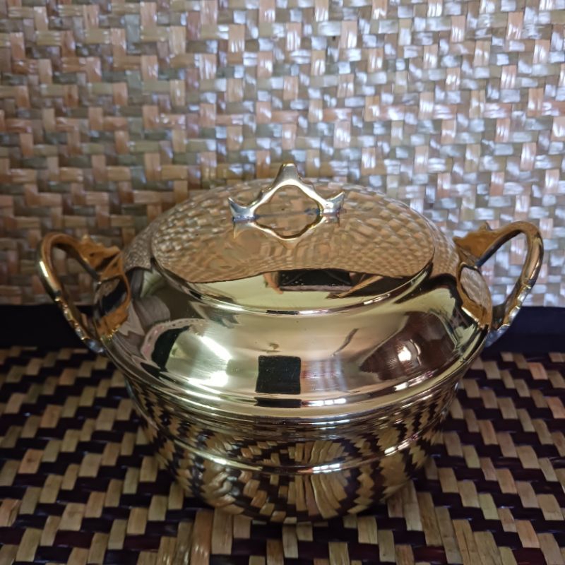 Periuk tembaga baru siap penutup brass pot with cover 6 inches | Shopee ...