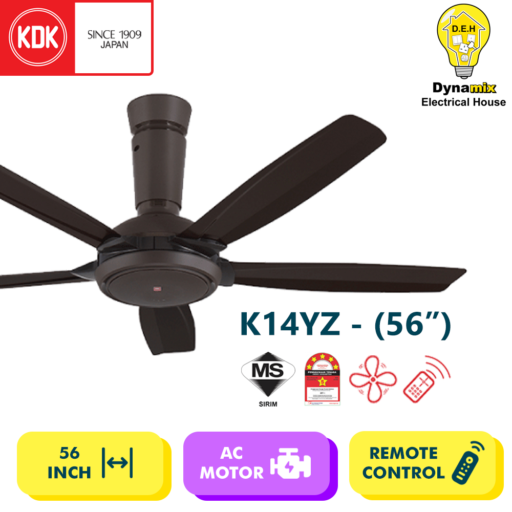 KDK K14YZ-PBR Ceiling Fan 56“ | 5 Blades | AC Motor | Remote Control ...