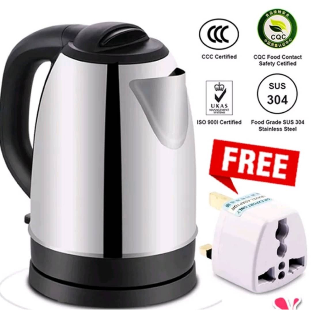 Stainless Steel 304 2L Electric Kettle Ketel Teko Jug Cerek Elektrik Tea Maker Hot Water Pemanas ...