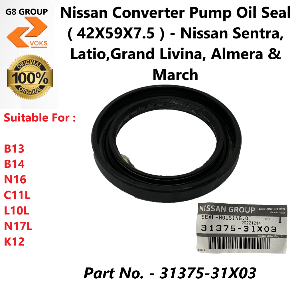 Nissan Convertor Pump Oil Seal ( 42X59X7.5 ) - Nissan Sentra, Latio ...