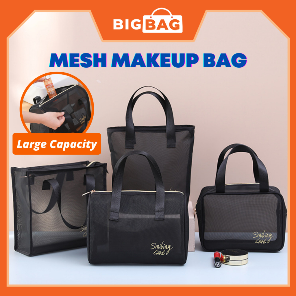 Travel Makeup Bag Besar Handbag Mesh Comestic Bag Zip Travel Portable ...