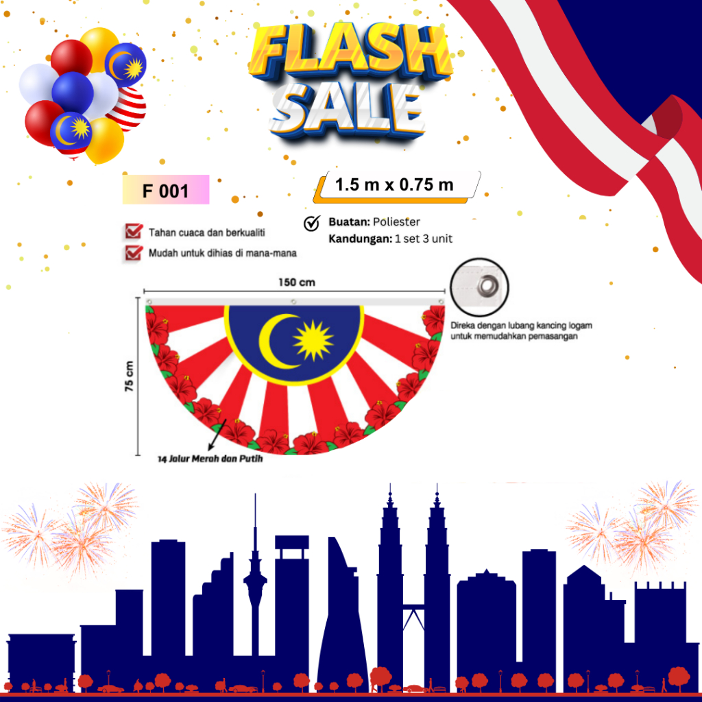 [READY STOCK] Kain Rentang Merdeka & Bendera Semarak Merdeka | Shopee ...