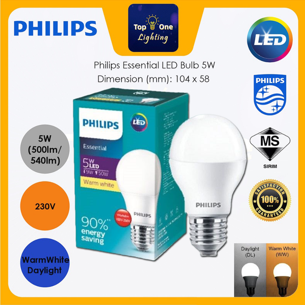 🔥SIRIM🔥 Philips Essential LED E27 Bulb 5W 7W 9W 11W 13W Energy Saving ...