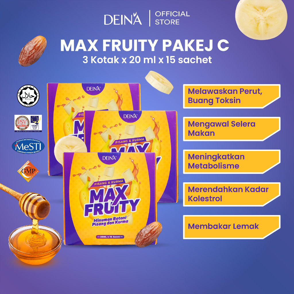 Deina Max Fruity Package C - 3 Box (20ml x 10Sachets/Box) Detox Drink ...