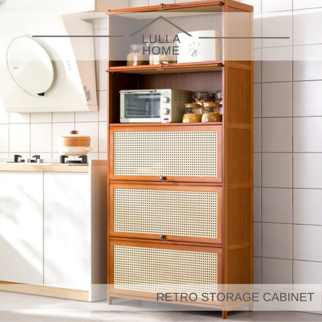 LullaHome Minimalist Muji Nordic Bamboo Cabinet Kitchen Pantry Retro ...