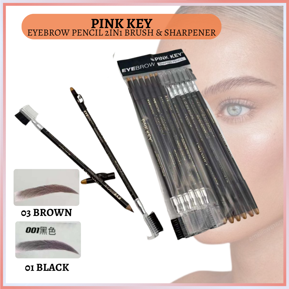 PINK KEY EYEBROW PENCIL 2IN1 BRUSH & SHARPENER WATERPROOF (PK33028 ...