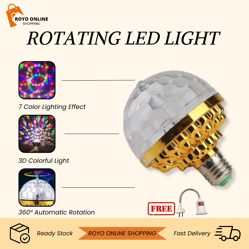 【ROYO OS】6W Rotating Crystal Magic Ball RGB LED Stage Light Bulb Lamp ...