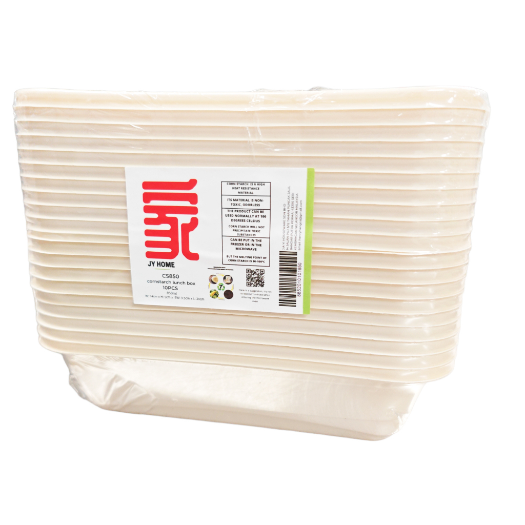 Disposable corn husk lunch box (1 sck 10pcs) 850ml / 1000ml ( Green and ...