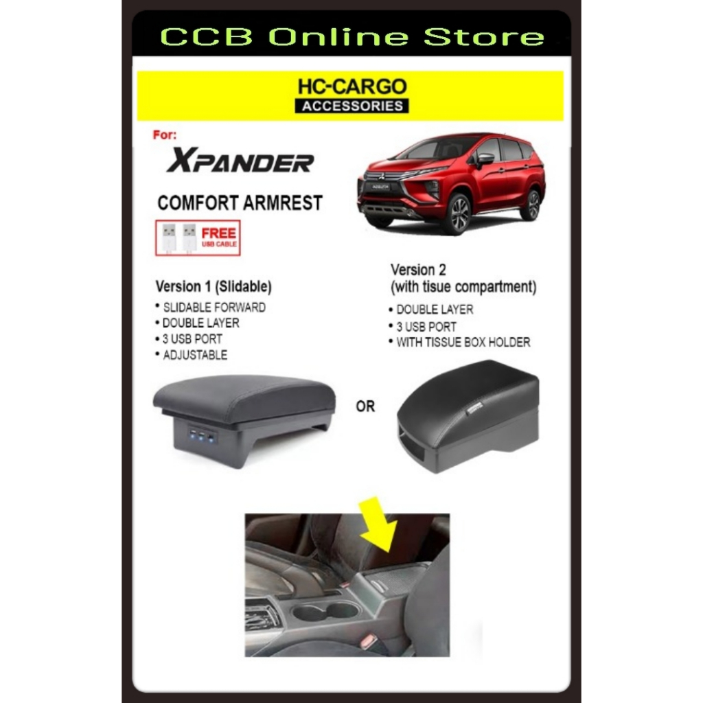 Mitsubishi Xpander Comfort Adjustable Armrest Arm Rest With LED Blue ...