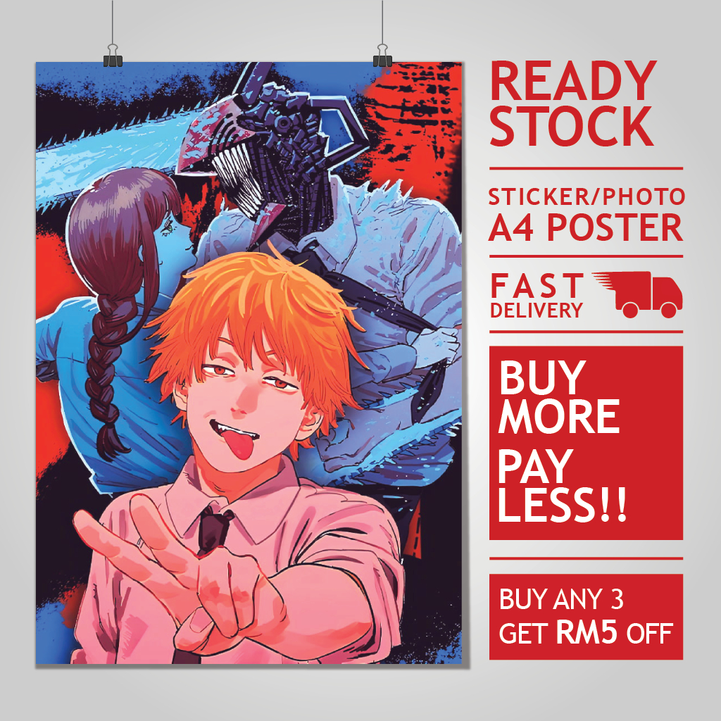 (READY STOCK) Chainsaw Man A4 Photo Poster/Sticker | Denji Poster #3 ...