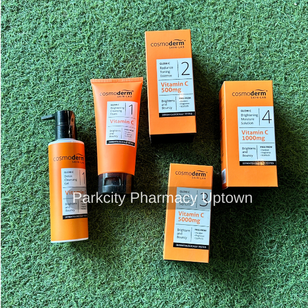 Cosmoderm Glow-C Vitamin C (Cleansing Gel/Toning Essence/Super Boosting ...