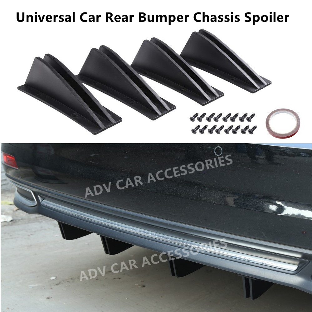 Car Universal Rear Bumper Chassis Spoiler Deflector Black/Carbon Abs ...