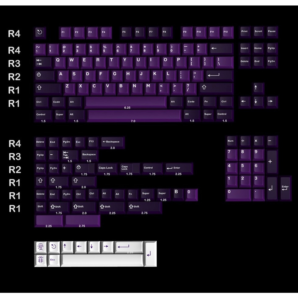 Ai Fei Cherry ABS Double Shot Purple Crystal Two-Color Purpurite Keycap ...