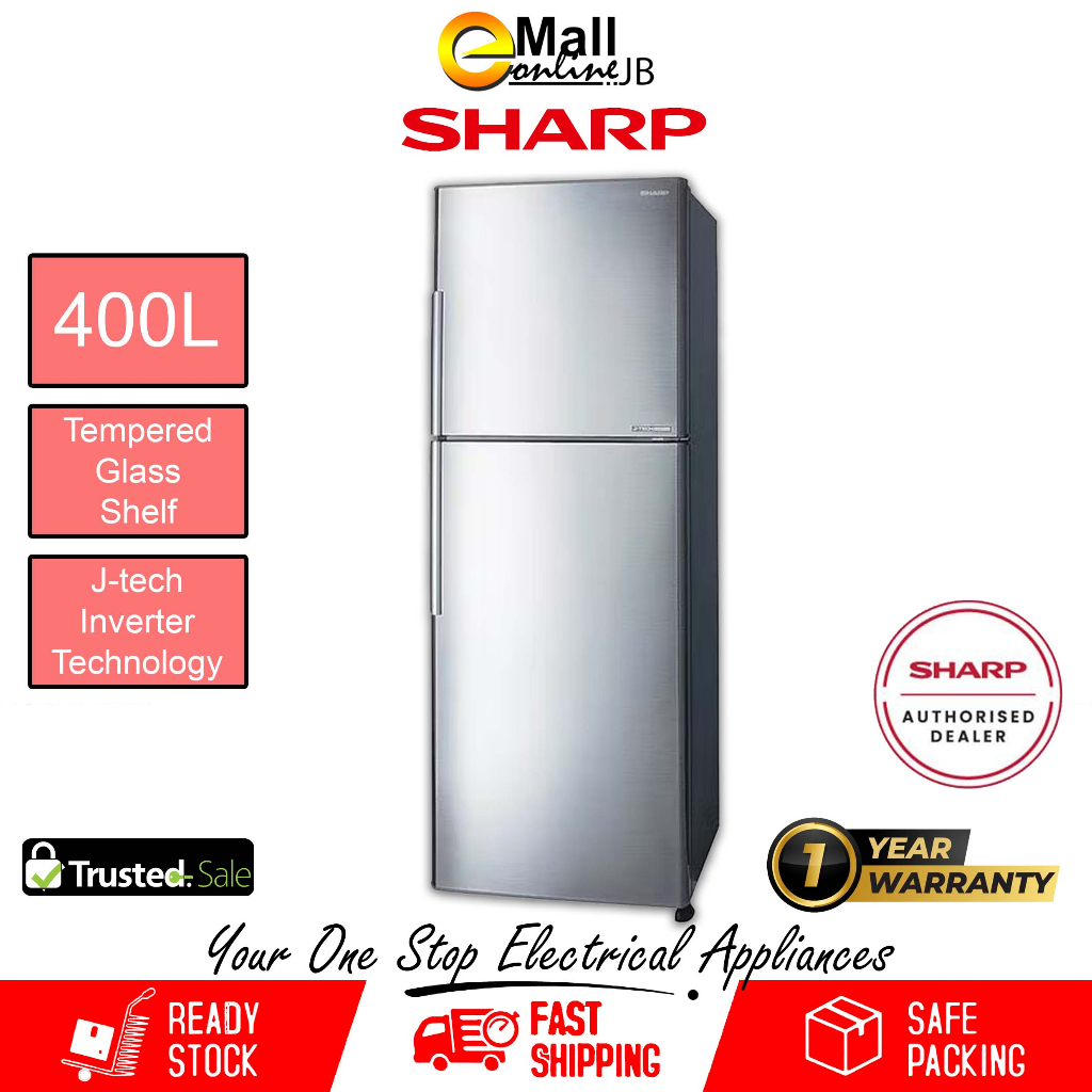 Sharp 400L 2 Door top Freezer Fridge SJ406MSS | Refrigerator | Peti ...