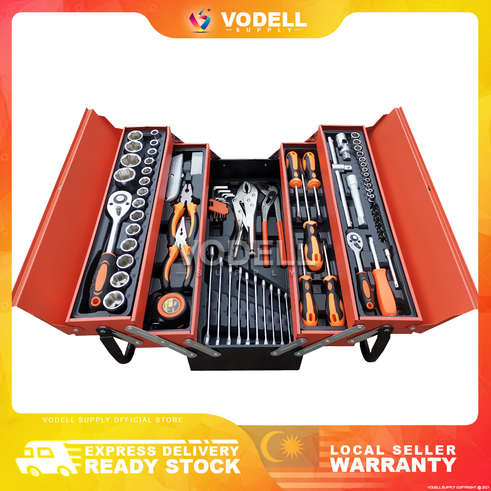 85pcs Cantilever Metal Tool Box Set 5 Tier 1/2" & 1/4'' Combination ...