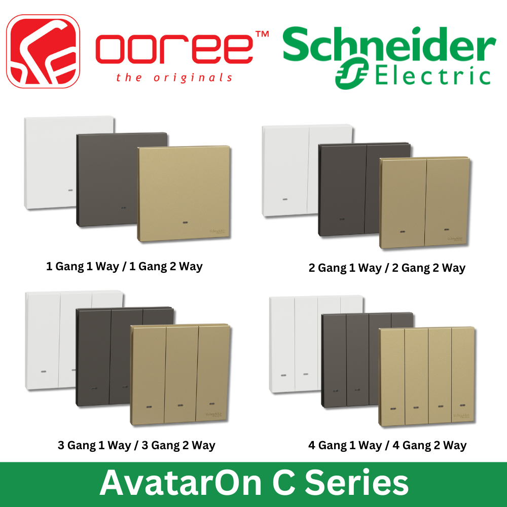 SCHNEIDER ELECTRIC AVATARON C SERIES 16AX 1 GANG / 20A / 32A DOUBLE POLE/ BELL PRESS/ 15A/ 13A ...
