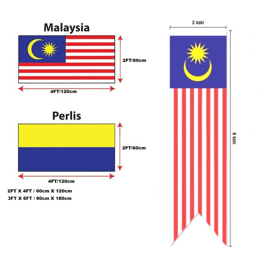 Bendera Malaysia / Bendera Perlis {2ft X 4ft (60cm X 120 cm) / 3ft X ...