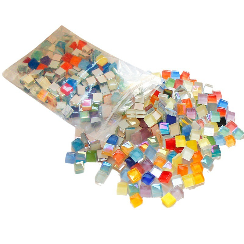 Mosaic Tiles Craft material 200g 220pcs 1cm *1cm / Multi- color glass ...