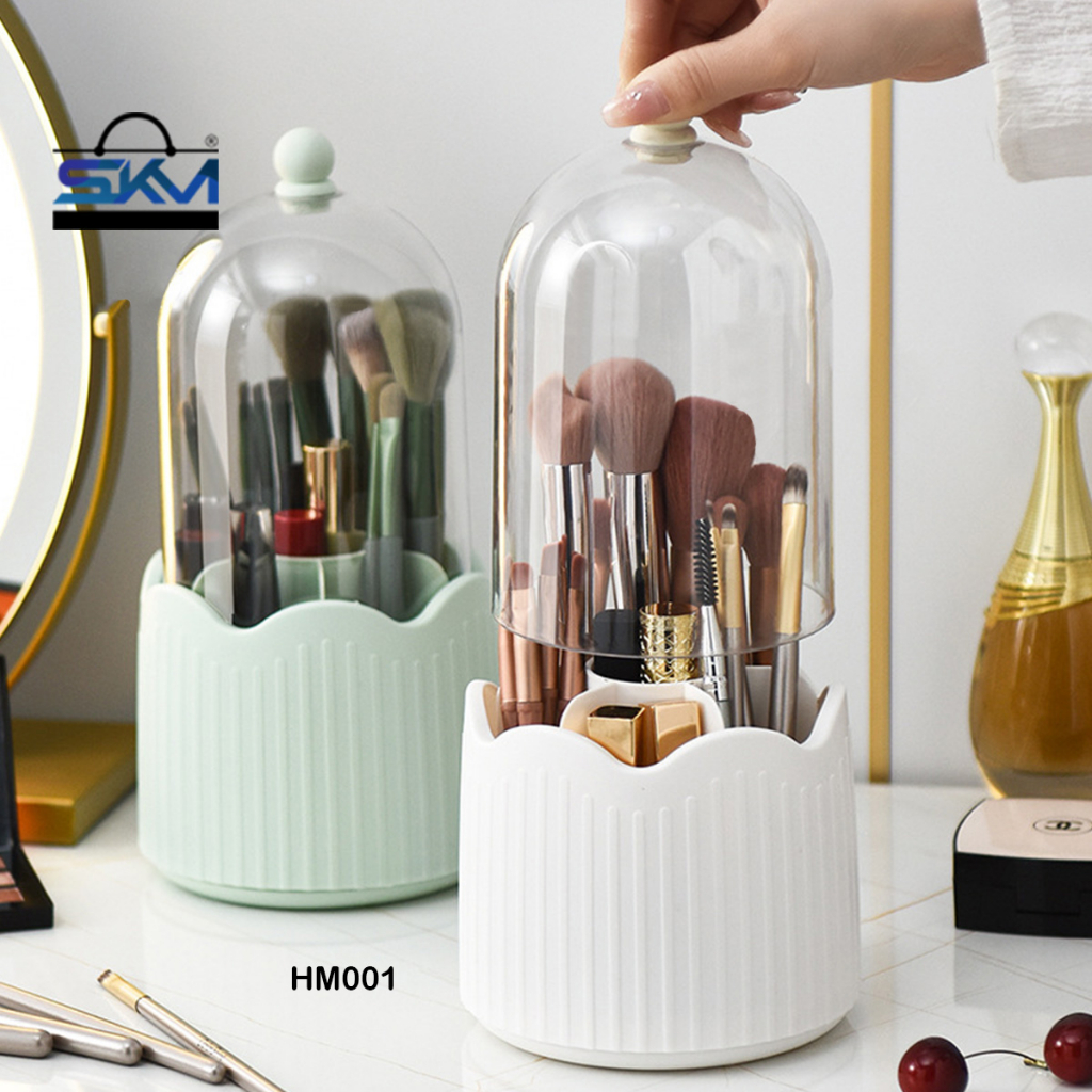 SKM 360° Rotating Dustproof Makeup Brush Holder With Lid HM001 Pemegang ...