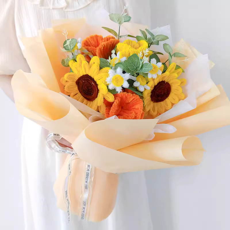 Chenille Stems Sunflower rose Flower Wire Craft Bunga Handicraft ...