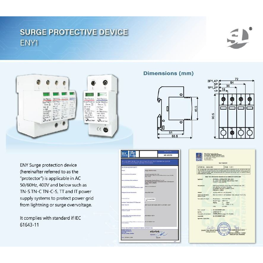 SL electric SPD ENY Surge protection device Sirim approved surge ...