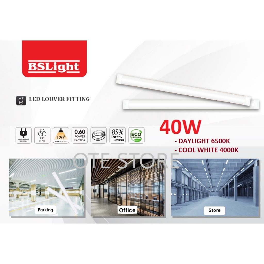 BSL BSLLF440 40W 4FT LED LOUVER DAIKON FITTING (DAYLIGHT 6500K / COOL ...