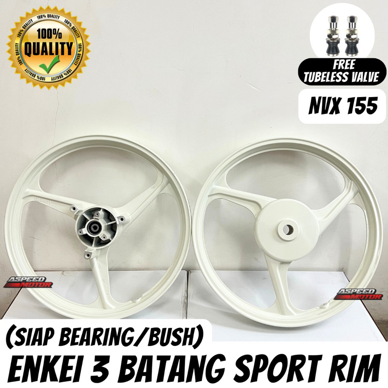 🔥 OFFER 🔥 ENKEI 3 BATANG NVX 155 SPORT RIM ( FULL COP ) SIAP BEARING BUSH NVX155 V1 V2 AEROX ...