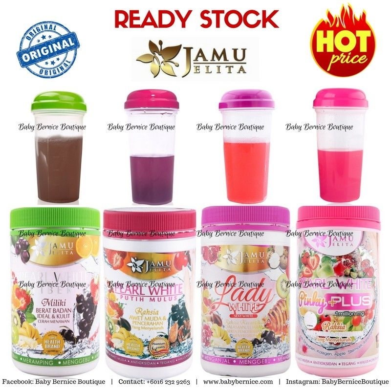 Jamu Jelita Pearl White Putih Mulus (400g) + Pearl White Fiber (400g ...