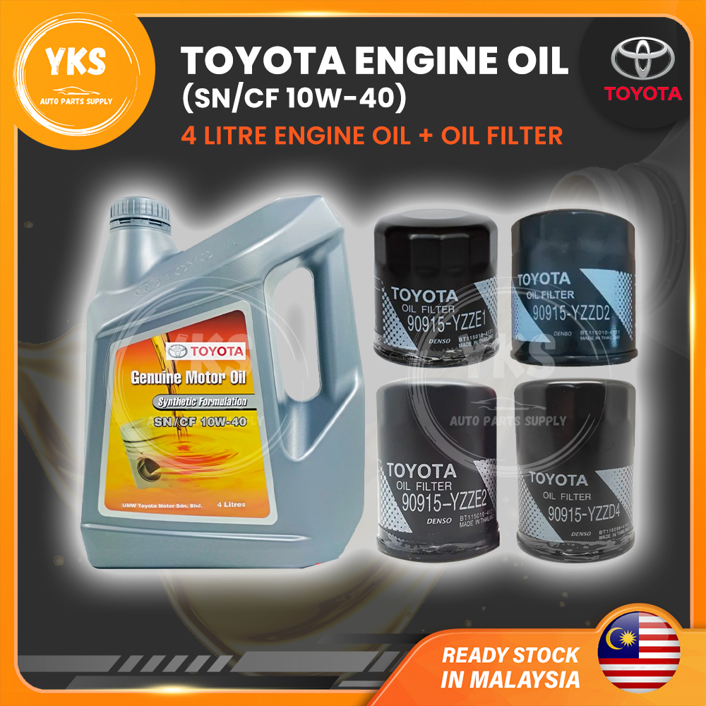 🔥 TOYOTA SN/FC 10W-40 ENGINE OIL 4L SEMI SYNTHETIC + OIL FILTER GENUINE ...