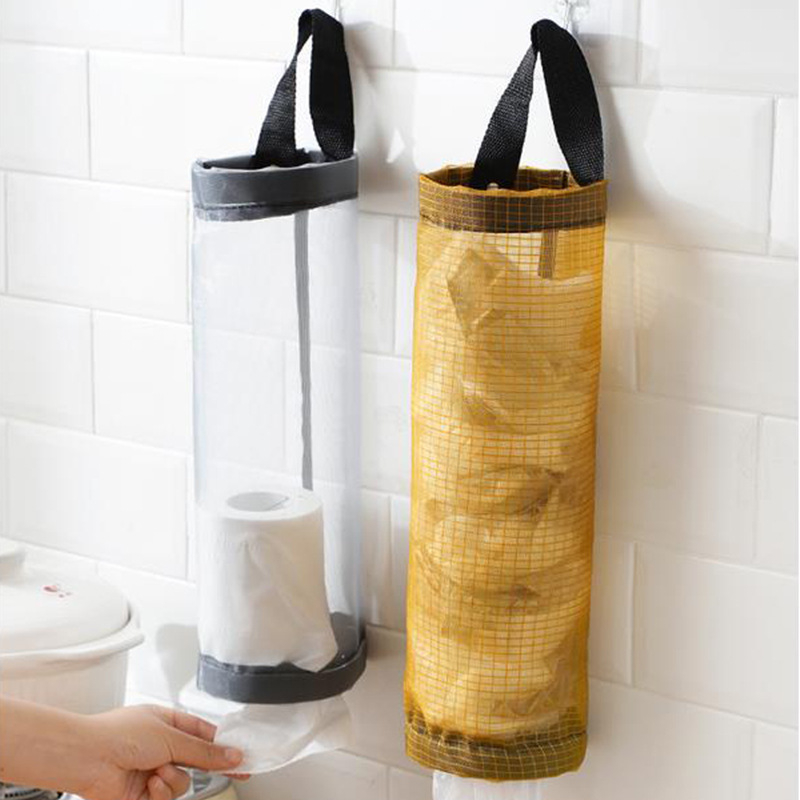 PP Hanging Storage Bag Grid / Flower Pattern Garbage Bag Storage ...